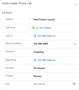 Microsoft Dynamics 365 CRM 101 – “Making a Phone Call” - VOX ISM